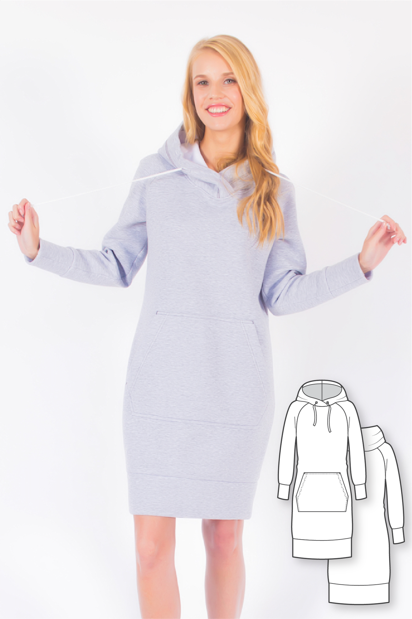 Sewing Pattern - Sweatshirt Hooded Dress – Dressy Talk