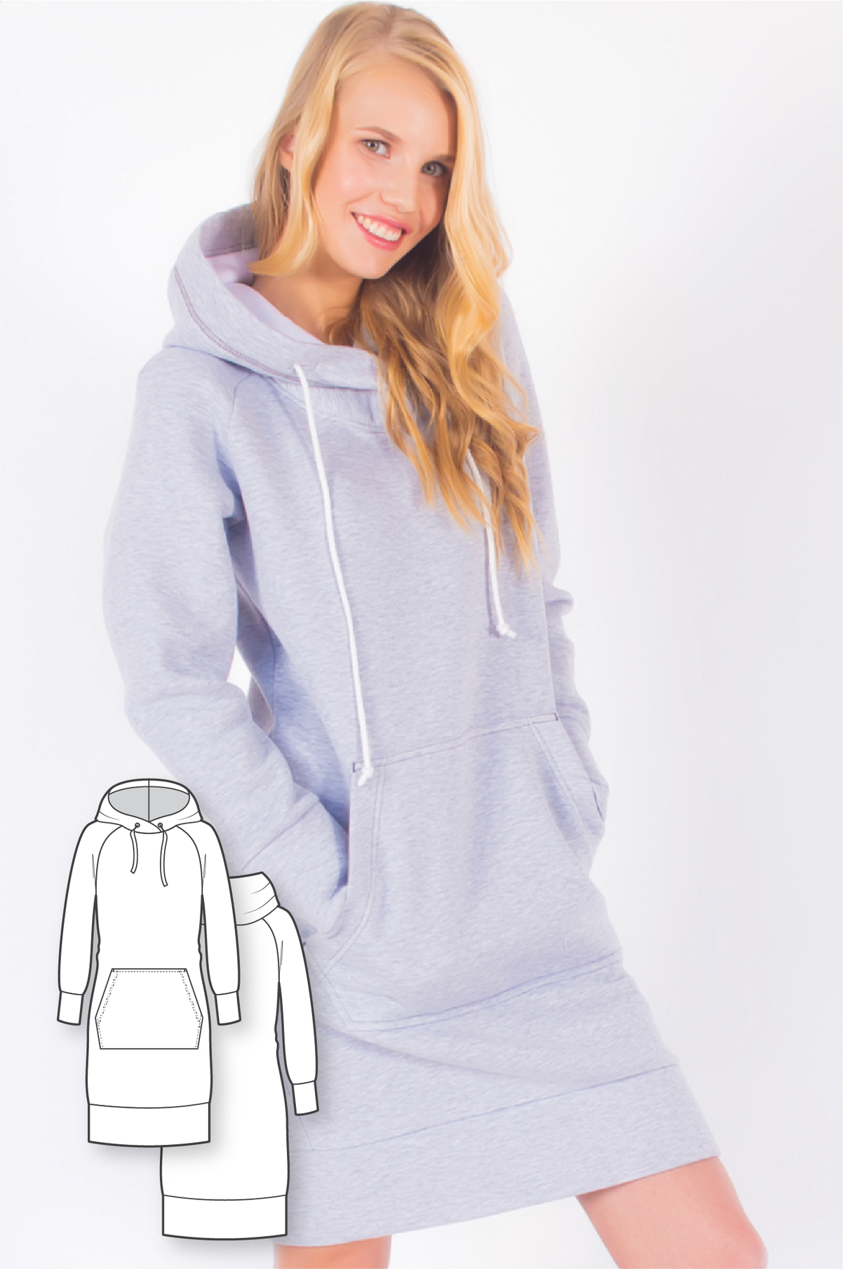 Sewing Pattern - Sweatshirt Hooded Dress – Dressy Talk