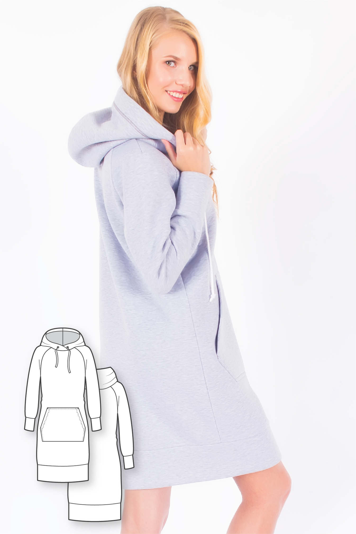 Sewing Pattern - Sweatshirt Hooded Dress – Dressy Talk